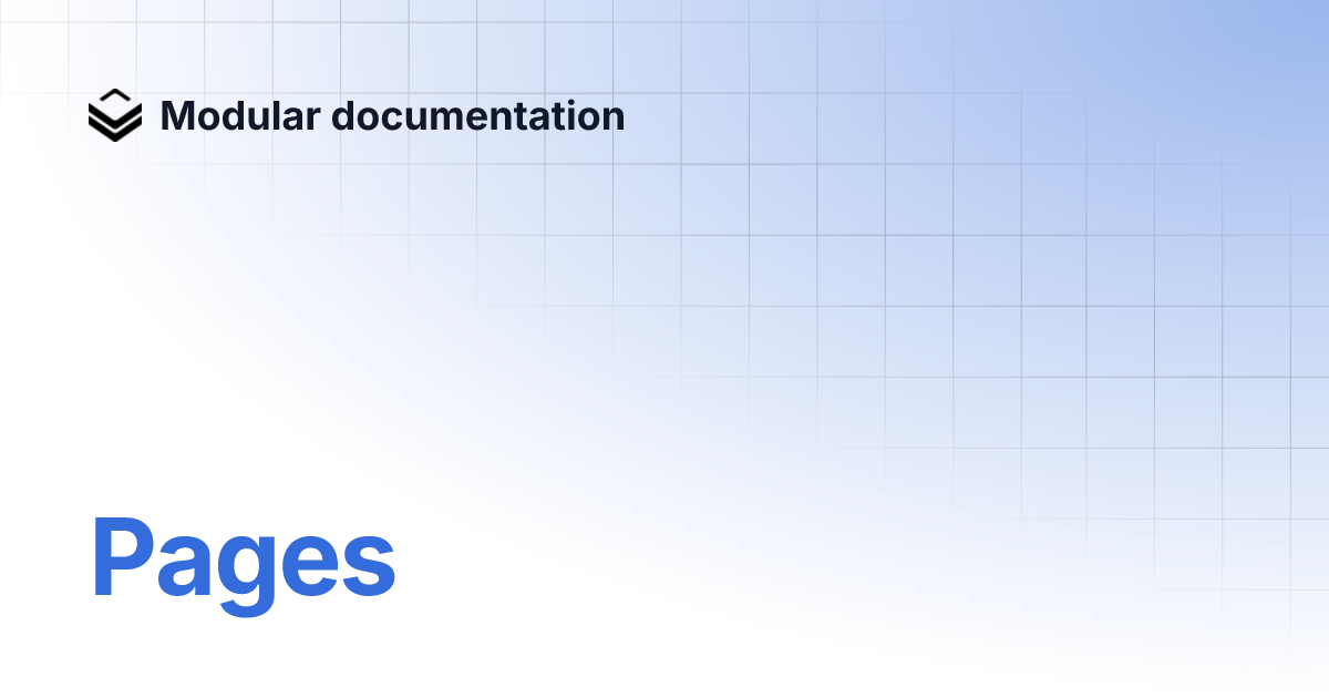 Pages | Modular documentation