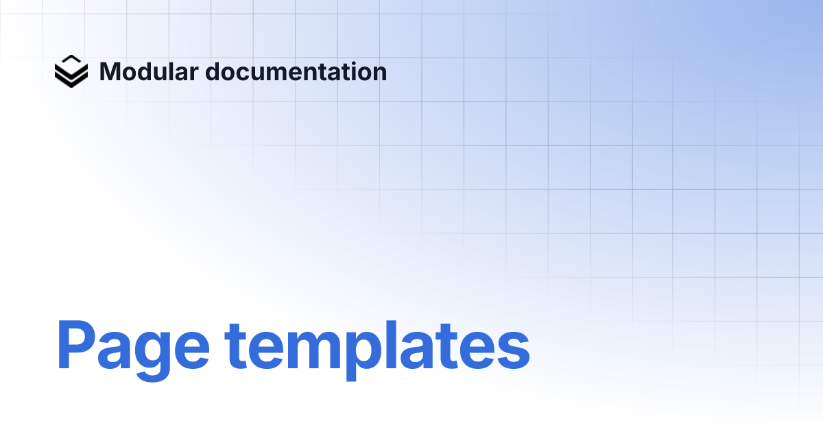 Page templates | Modular documentation